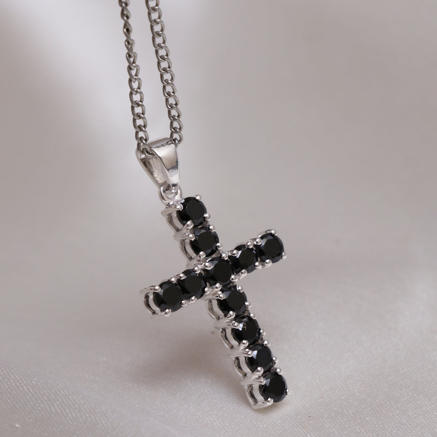 Buy Online Unisex Gift Black Spinel Cross Pendant, Christmas Jewelry in ...