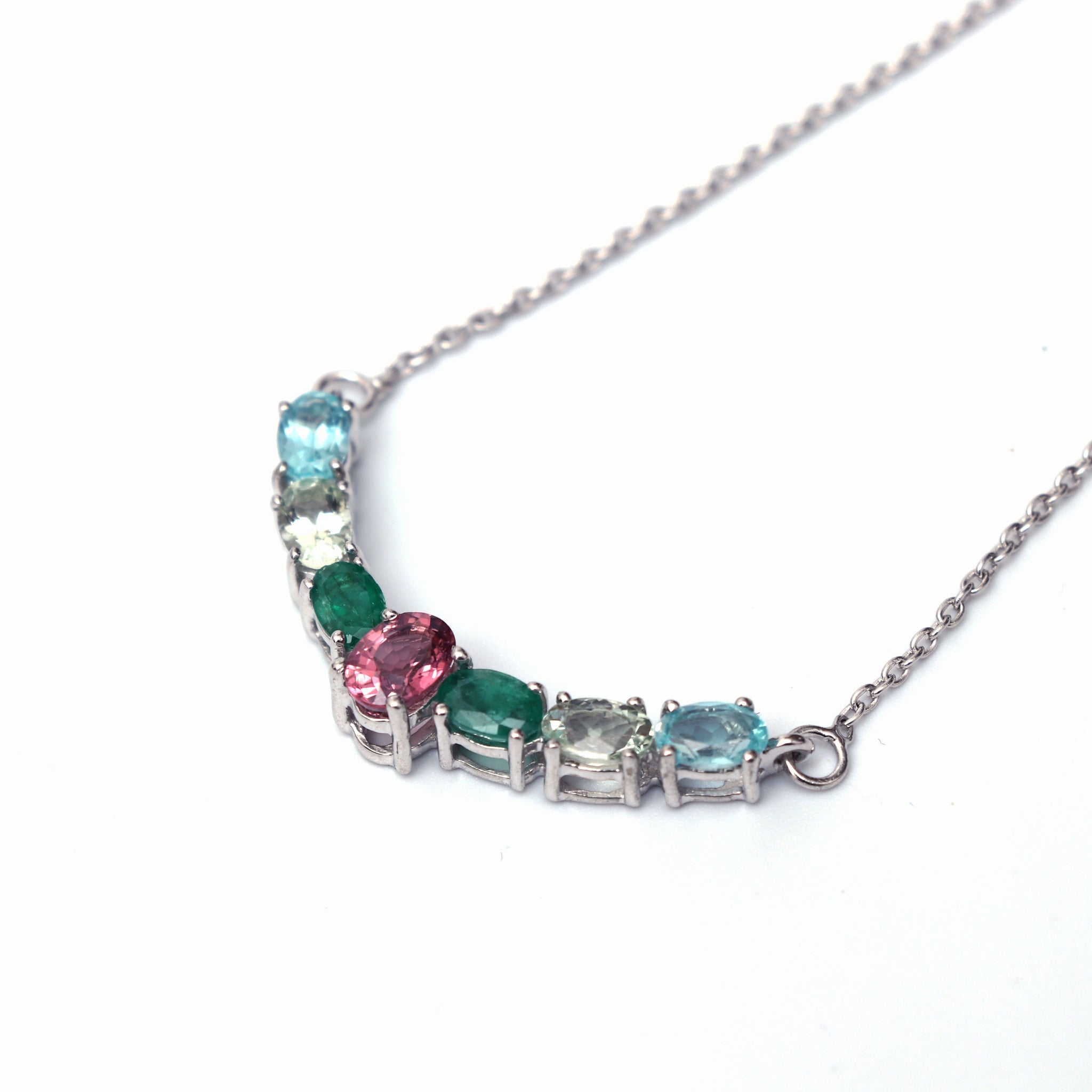 Buy Silver Jewellery In India, USA, Multi Gemstone Necklace, Hiflyer